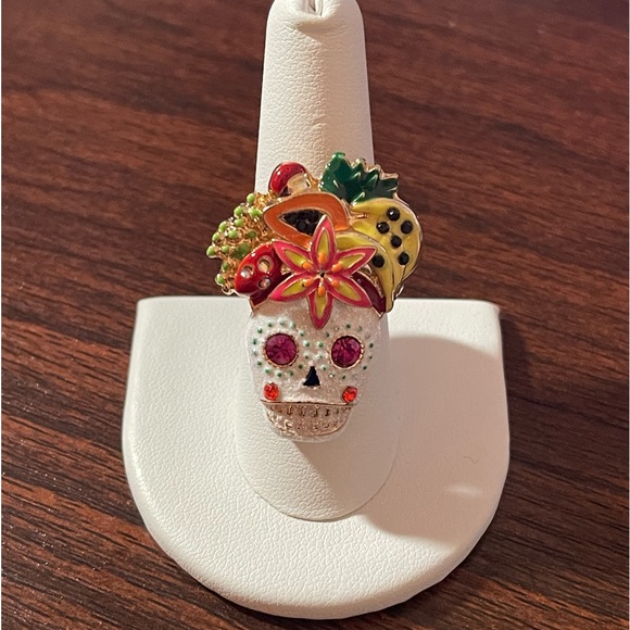 Betsey Johnson | Jewelry | Betsey Johnson Rio Skull Fruit Stretch Ring ...
